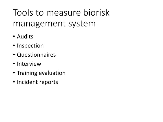 Biorisk management | PPTX | Medical Tests | Medical Health