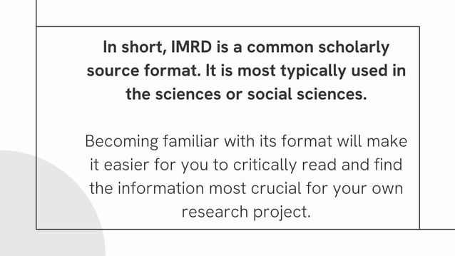 IMRD and other common scholarly source formats | PPT