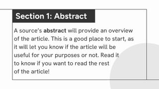 IMRD Slideshow- reading common scholarly source formats | PPT
