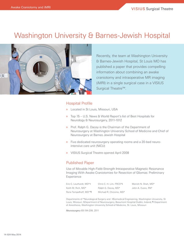 IMRIS Awake Craniotomy with intraoperative MRI Clinical Bulletin | PDF