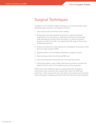 IMRIS Awake Craniotomy with intraoperative MRI Clinical Bulletin | PDF | Brain and Nervous ...