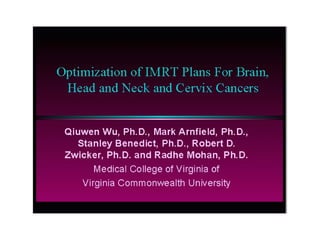 Optimization of IMRT plans | PPT