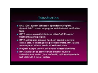 Optimization of IMRT plans | PPT