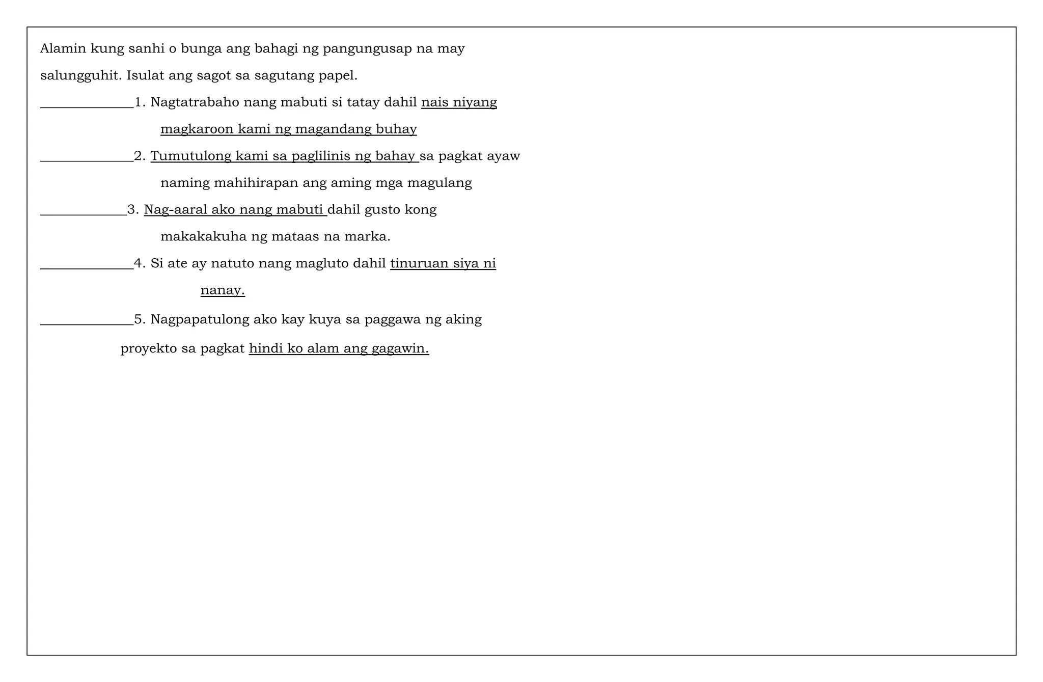 Lesson Plan sa Filipino BSED (Sanhi at Bunga) | DOCX