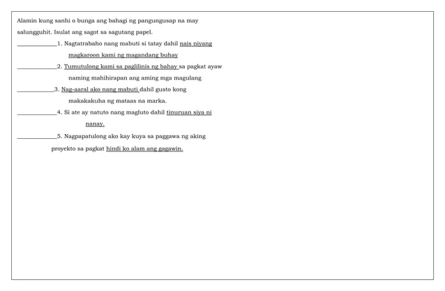 Lesson Plan sa Filipino BSED (Sanhi at Bunga) | DOCX