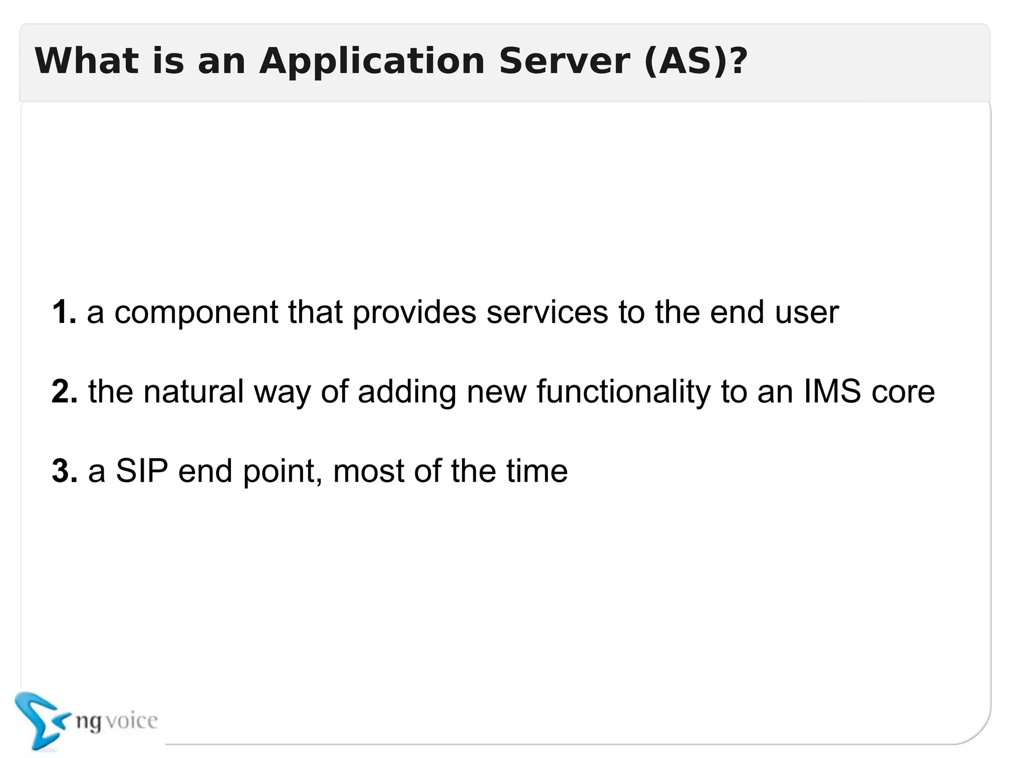 Kamailio World 2014 - Introduction to IMS Application Servers | PDF