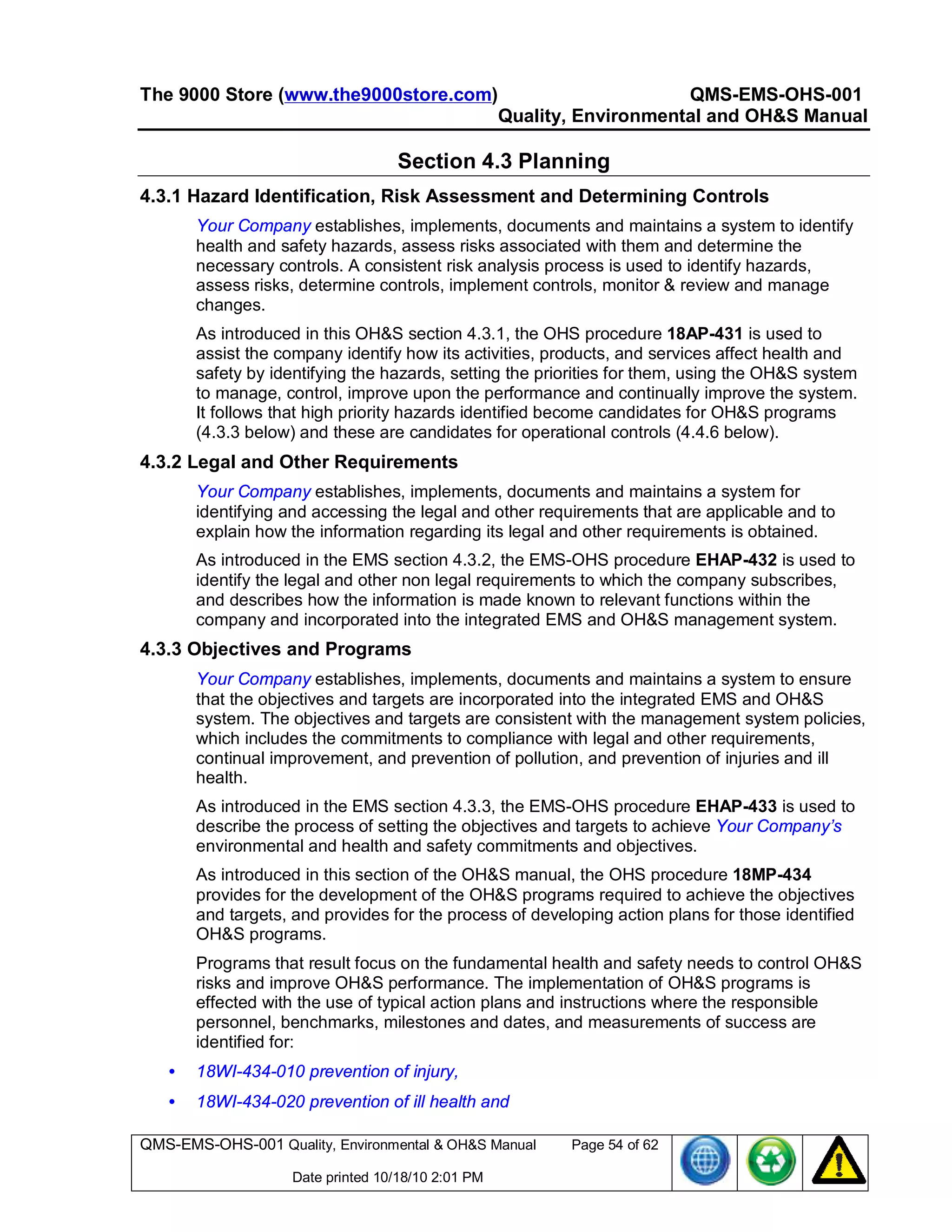 Ims iso-9001-iso-14001-ohsas-18001-documentation-package | PDF