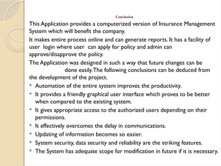 Insurance management system project PPT. | PPTX