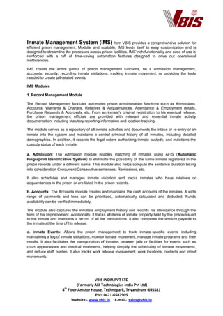 Inmate Management System (IMS) | PDF