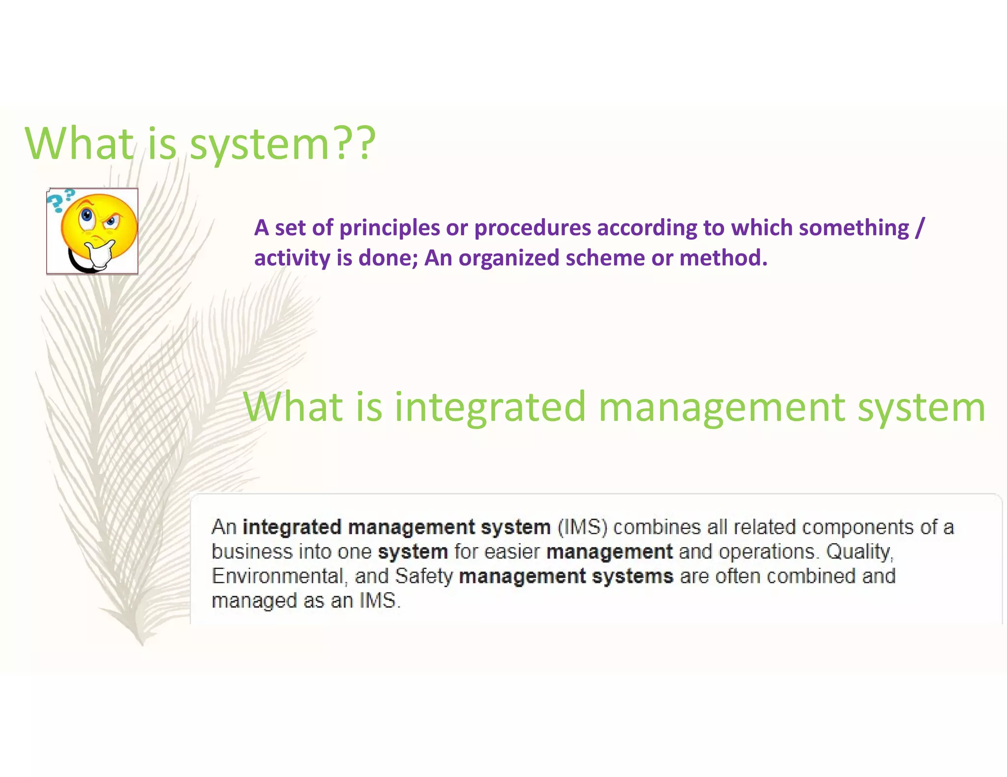 ISO 9001, 14001, 45001 (IMS) basics training material | PDF