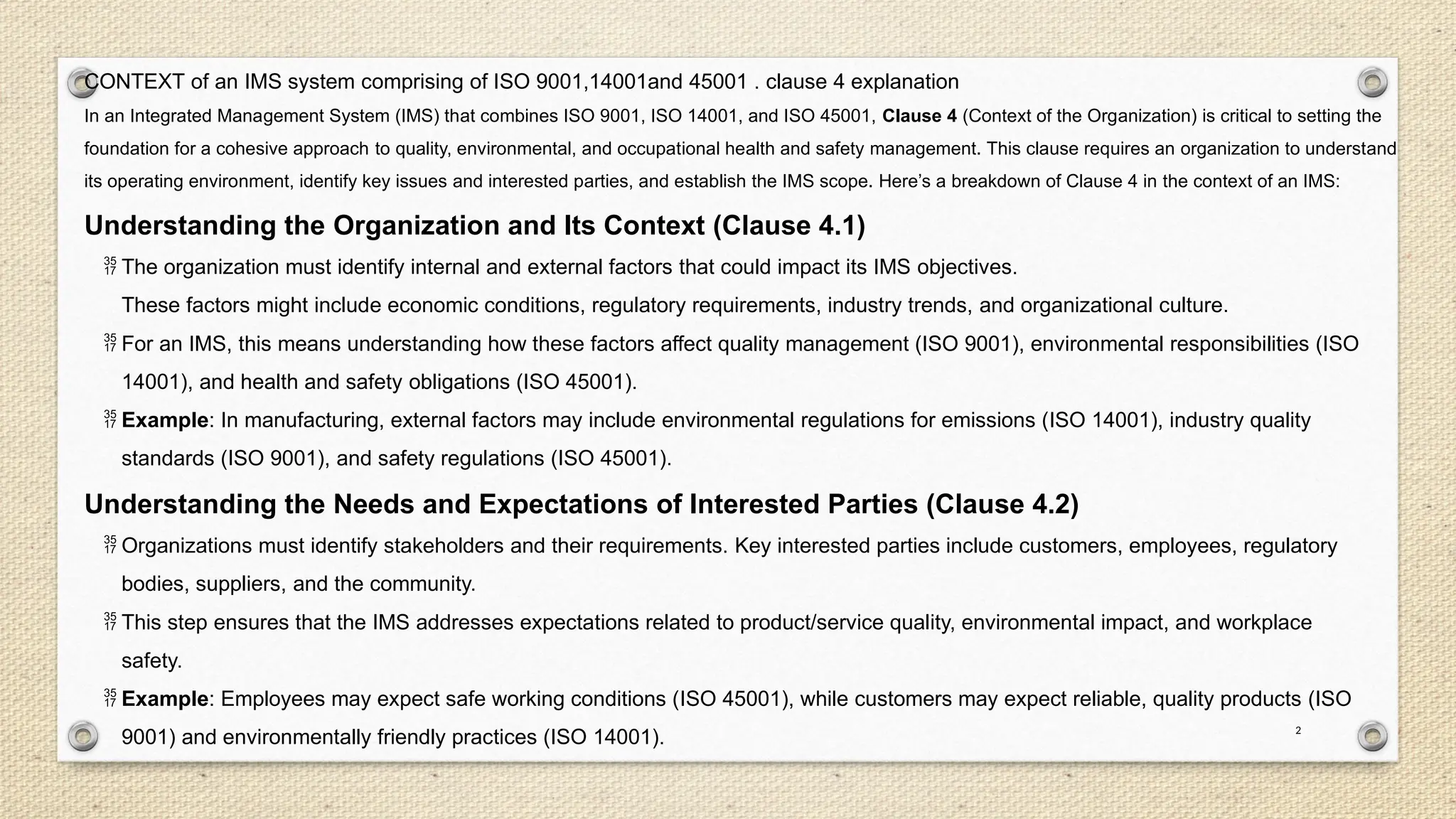 IMS CLAUSES EXPLAINED.pptxnyergrated management systems clauses | PPTX