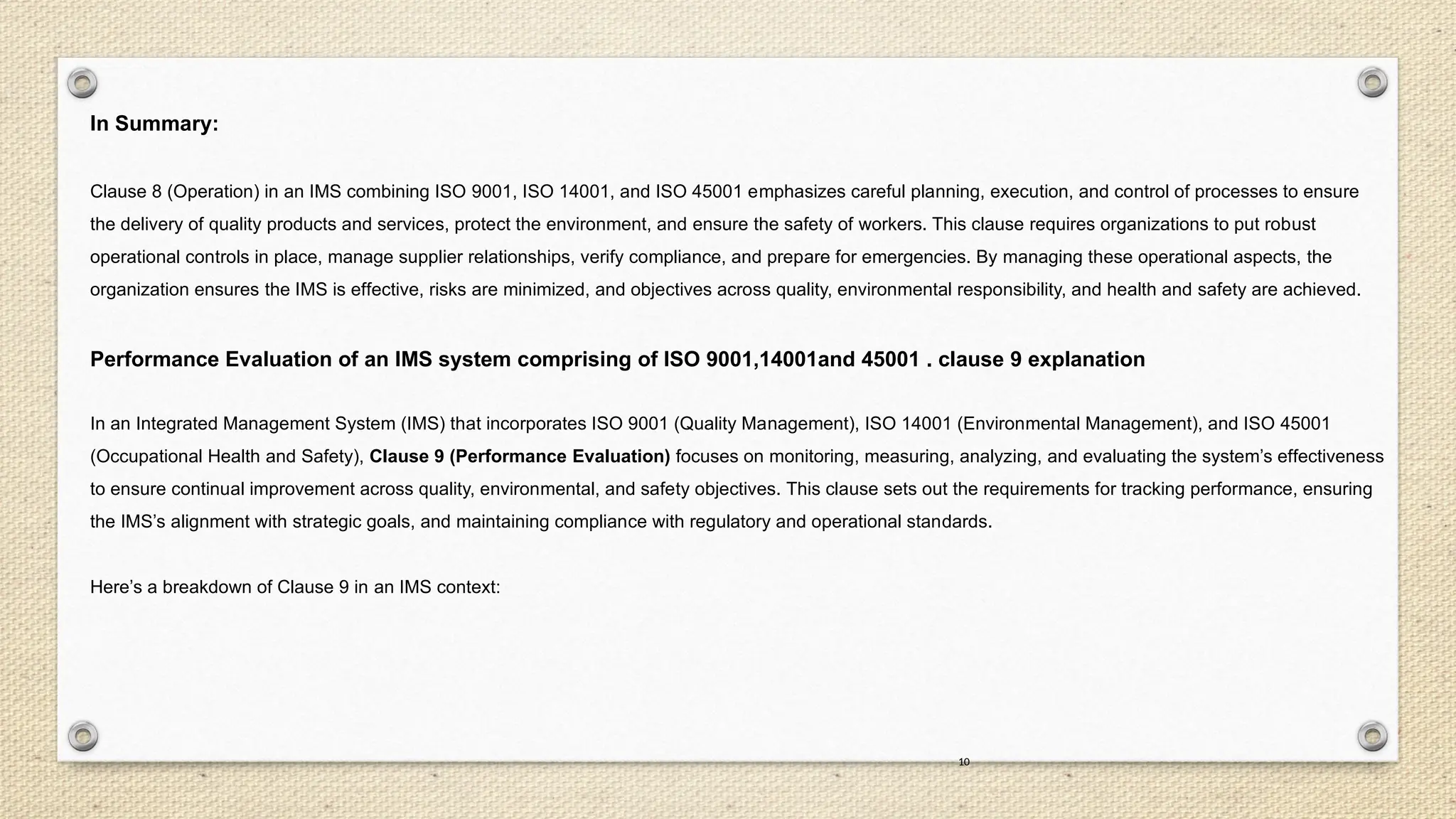 IMS CLAUSES EXPLAINED.pptxnyergrated management systems clauses | PPTX