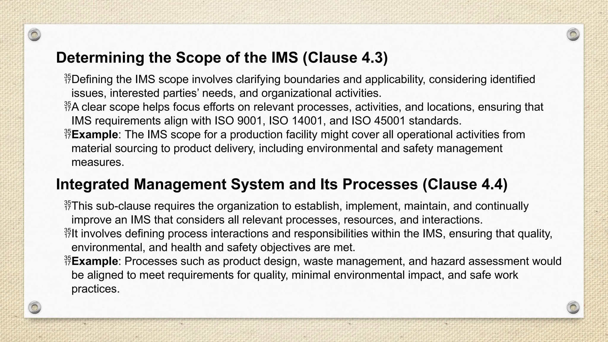 IMS CLAUSES EXPLAINED.pptxnyergrated management systems clauses | PPTX