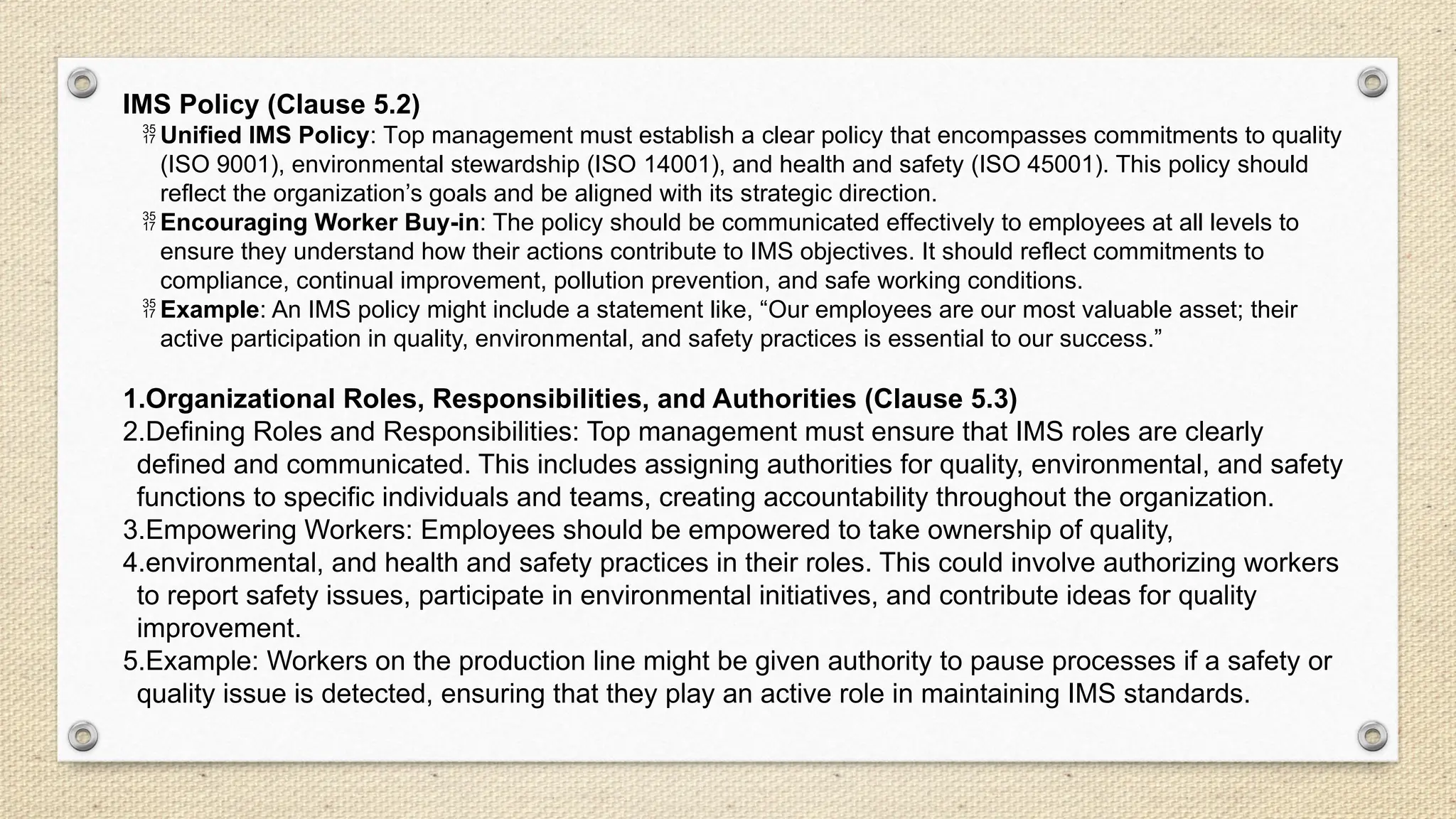 IMS CLAUSES EXPLAINED.pptxnyergrated management systems clauses | PPTX
