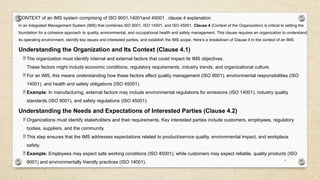 IMS CLAUSES EXPLAINED.pptxnyergrated management systems clauses | PPTX