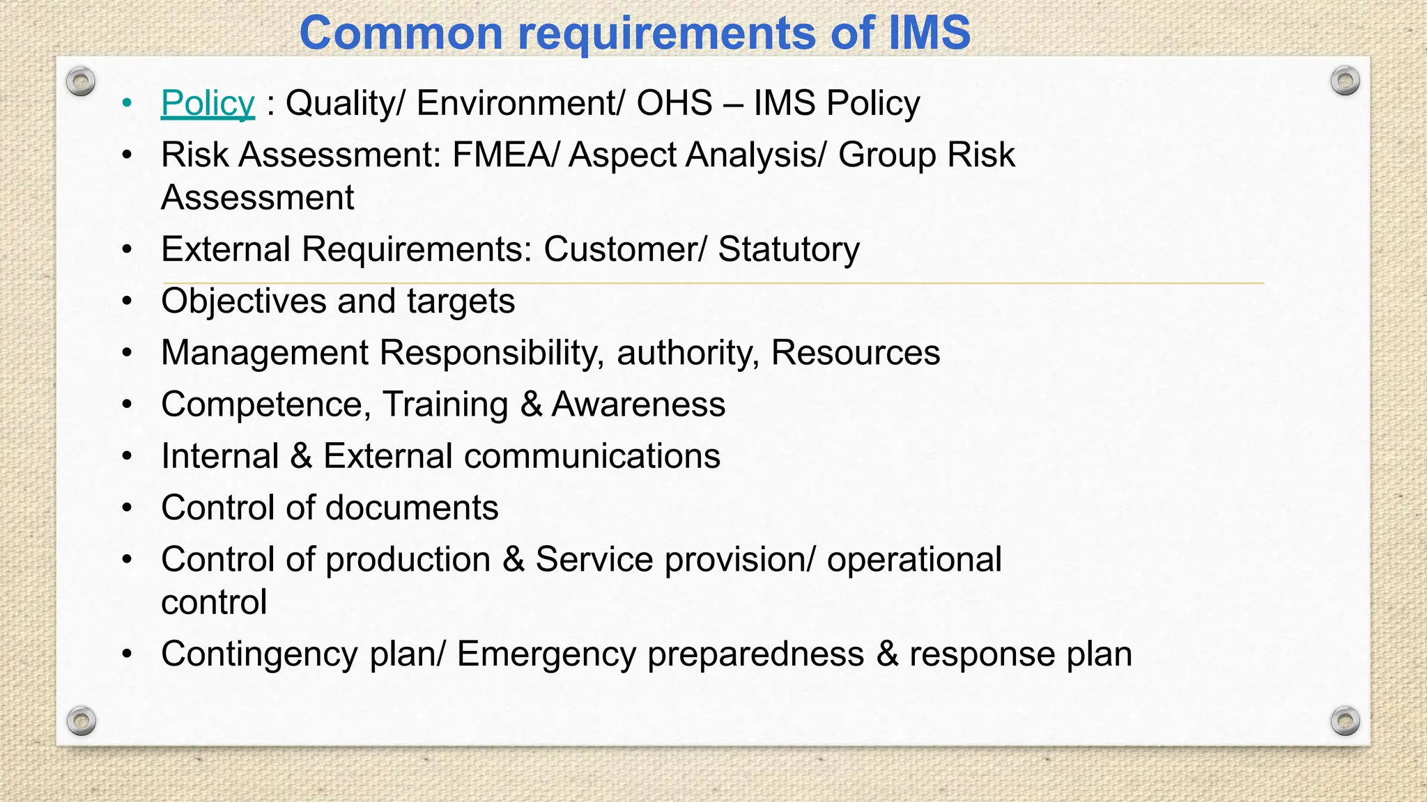 IClause by clause description of ISO 45001, ISO 14001and ISO 9001MS ...