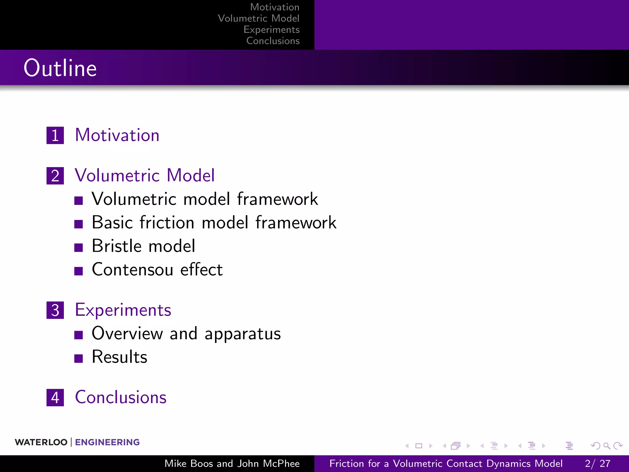 Friction Modelling and Validation for a Volumetric Contact Dynamics ...