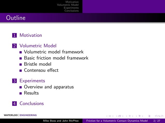 Friction Modelling and Validation for a Volumetric Contact Dynamics ...