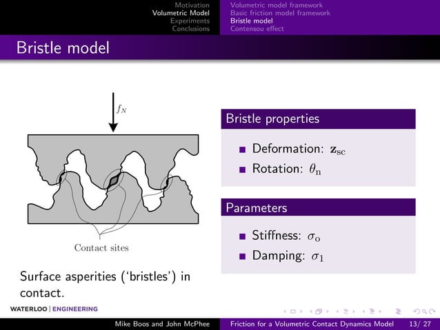 Friction Modelling and Validation for a Volumetric Contact Dynamics ...