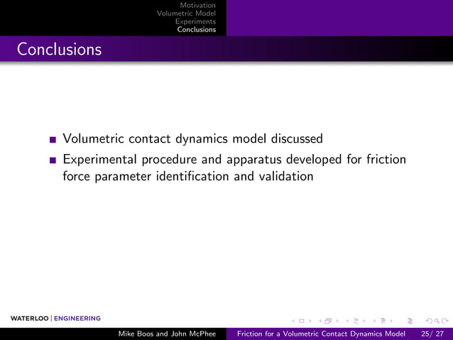Friction Modelling And Validation For A Volumetric Contact Dynamics Model Pdf