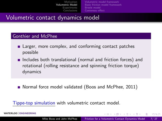 Friction Modelling And Validation For A Volumetric Contact Dynamics Model Pdf