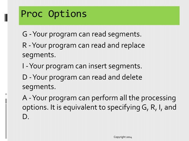 IMSDB COMMAND CODES - PROC OPTIONS | PPTX