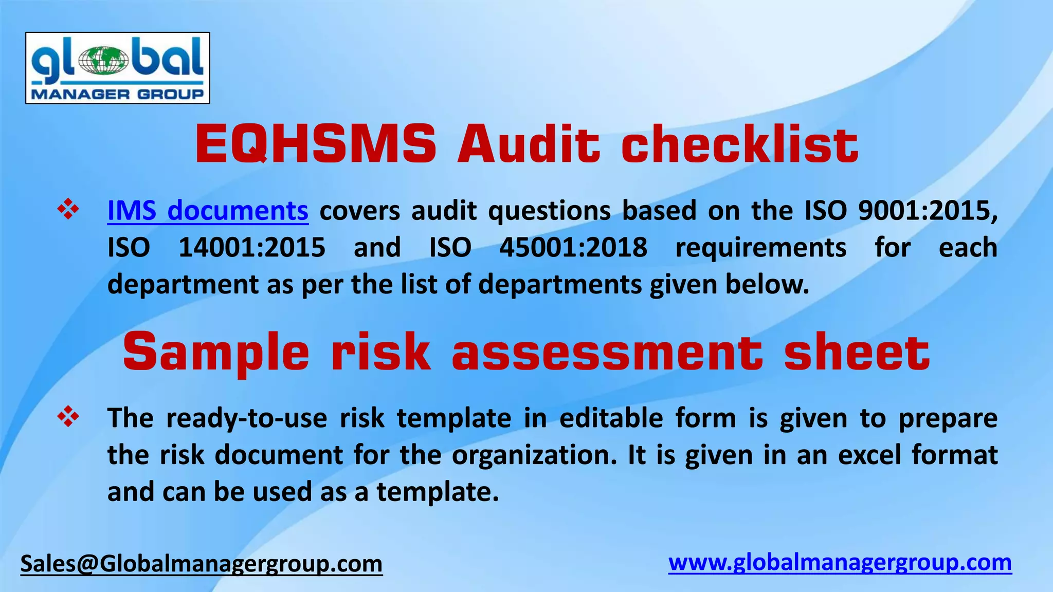 IMS Documentation Requirements As per ISO 9001,ISO 14001 and ISO 45001 ...