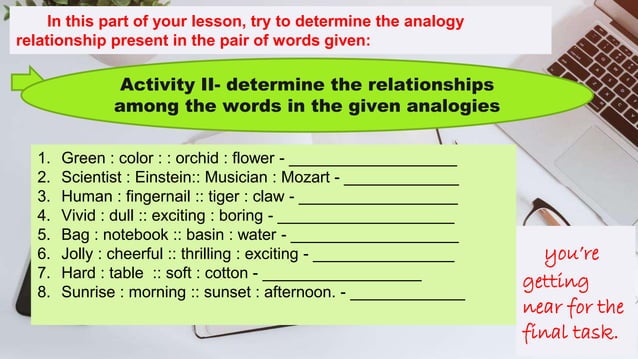 Ims g7 english-3days analogy | PPTX | Family and Relationships