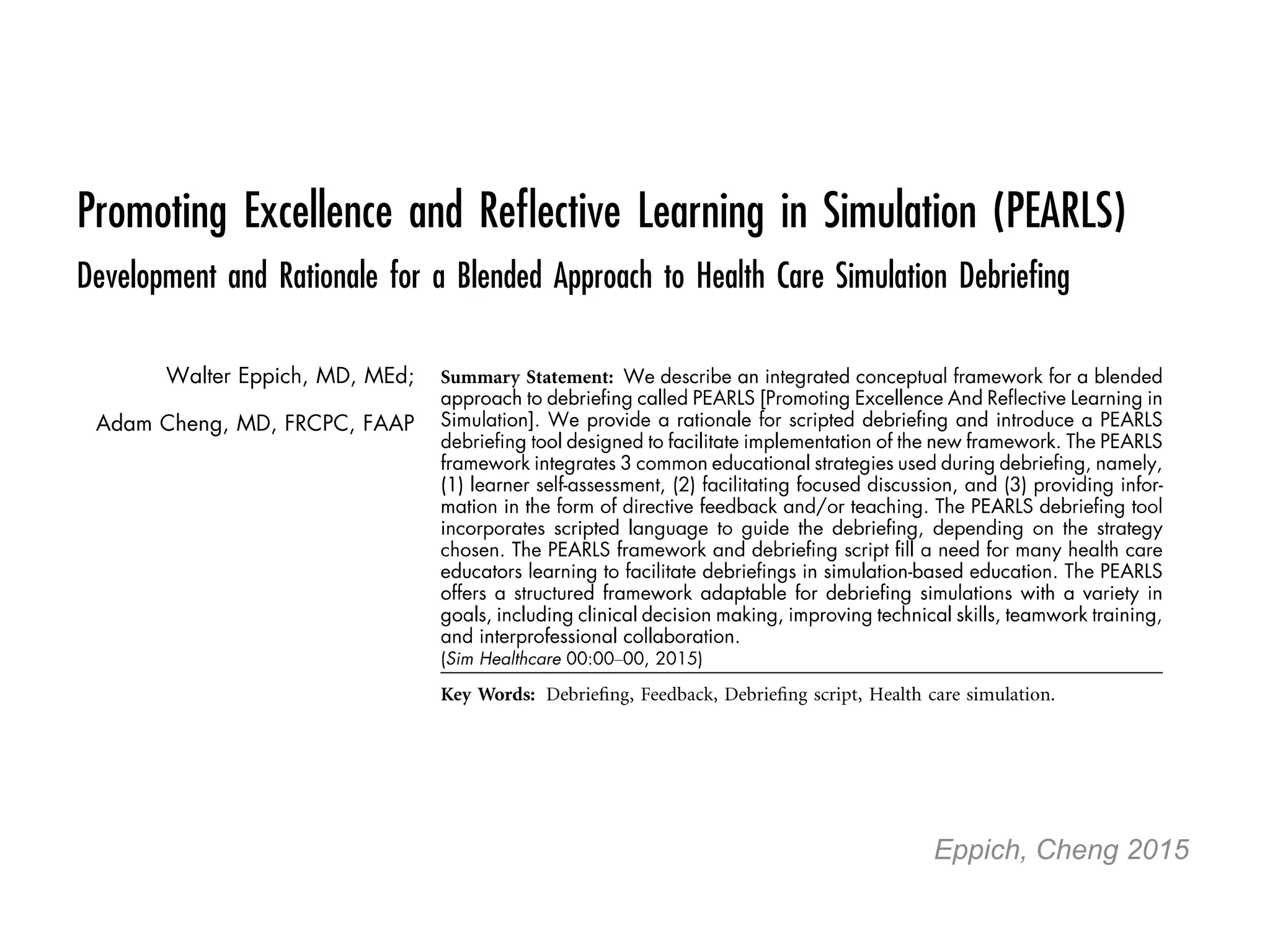 Peer coaching to improve debriefing skills for simulation-based education | PDF