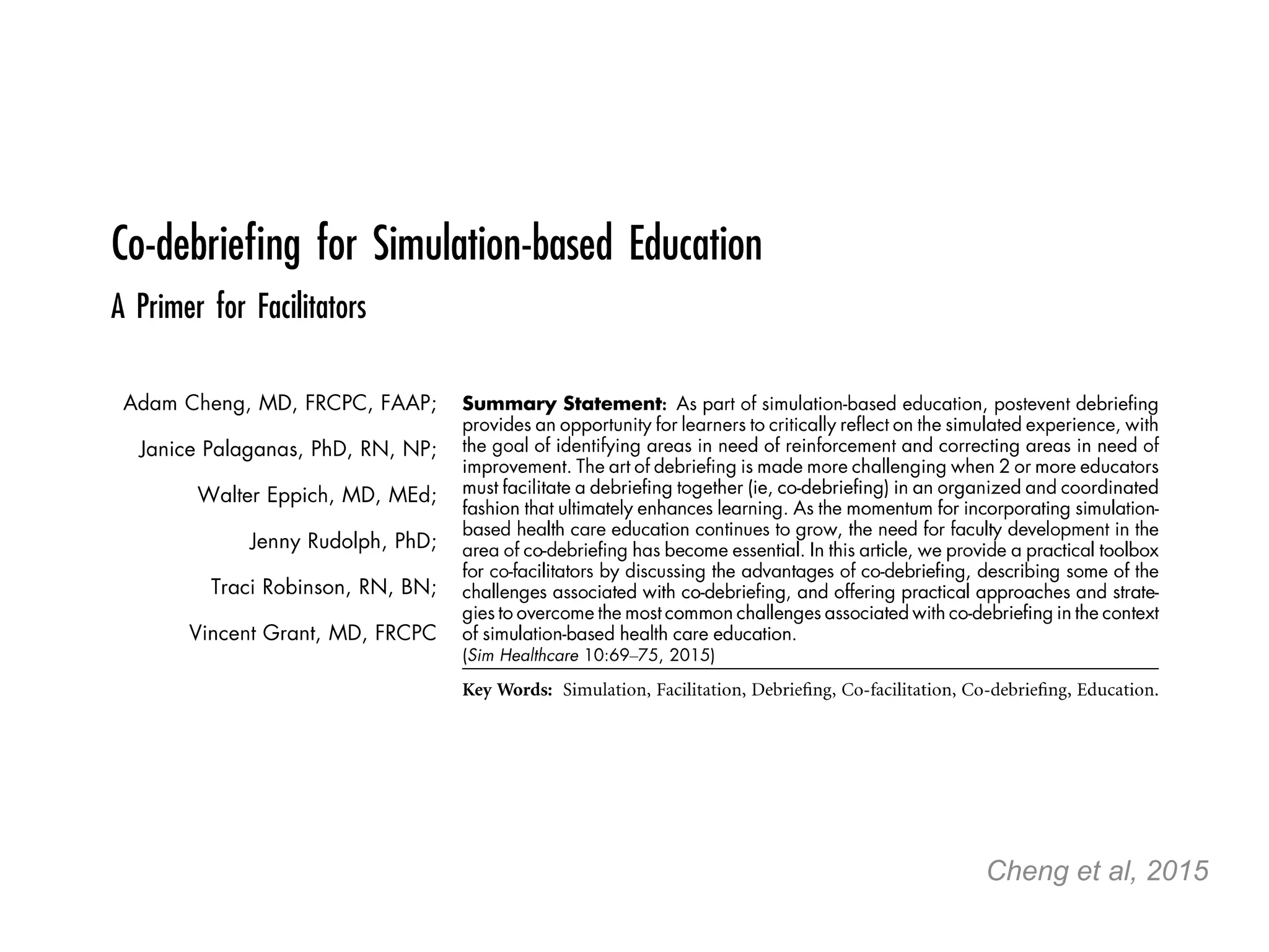 Peer coaching to improve debriefing skills for simulation-based education | PDF