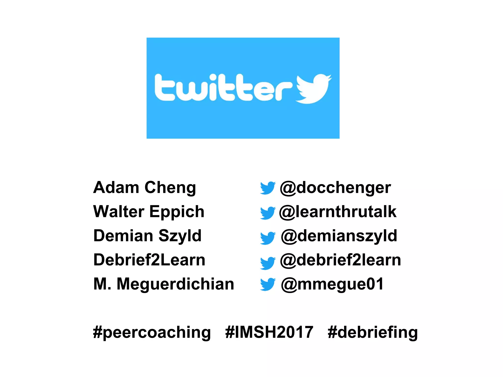 Peer coaching to improve debriefing skills for simulation-based ...