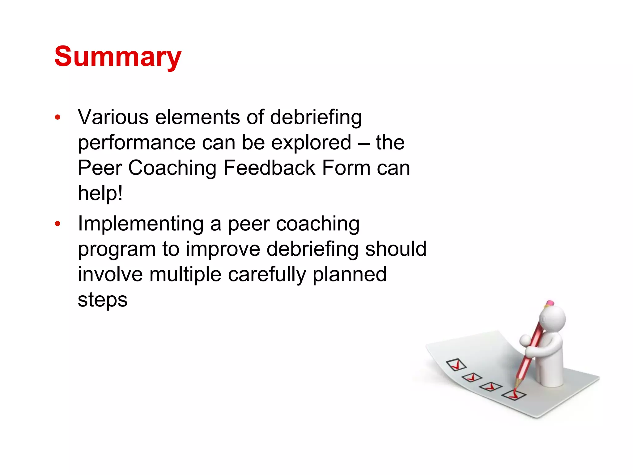 Peer coaching to improve debriefing skills for simulation-based ...