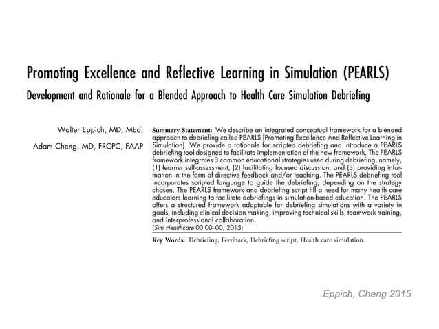 Peer coaching to improve debriefing skills for simulation-based education | PDF