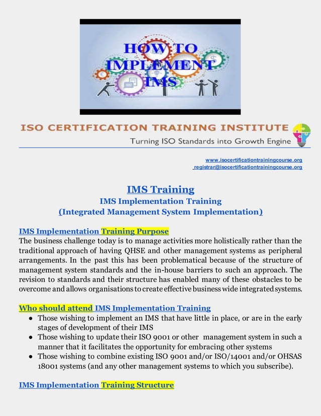 IMS Training | Integrated Management System Implementation | DOCX ...