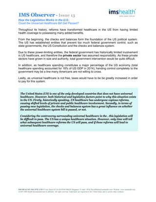 IMS Observer (Issue 13) - Universal Healthcare | PDF | Health Insurance | Insurance