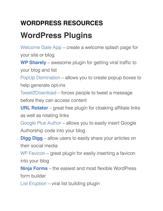 Top Wordpress Tools & Plugins for Internet Marketers | PDF