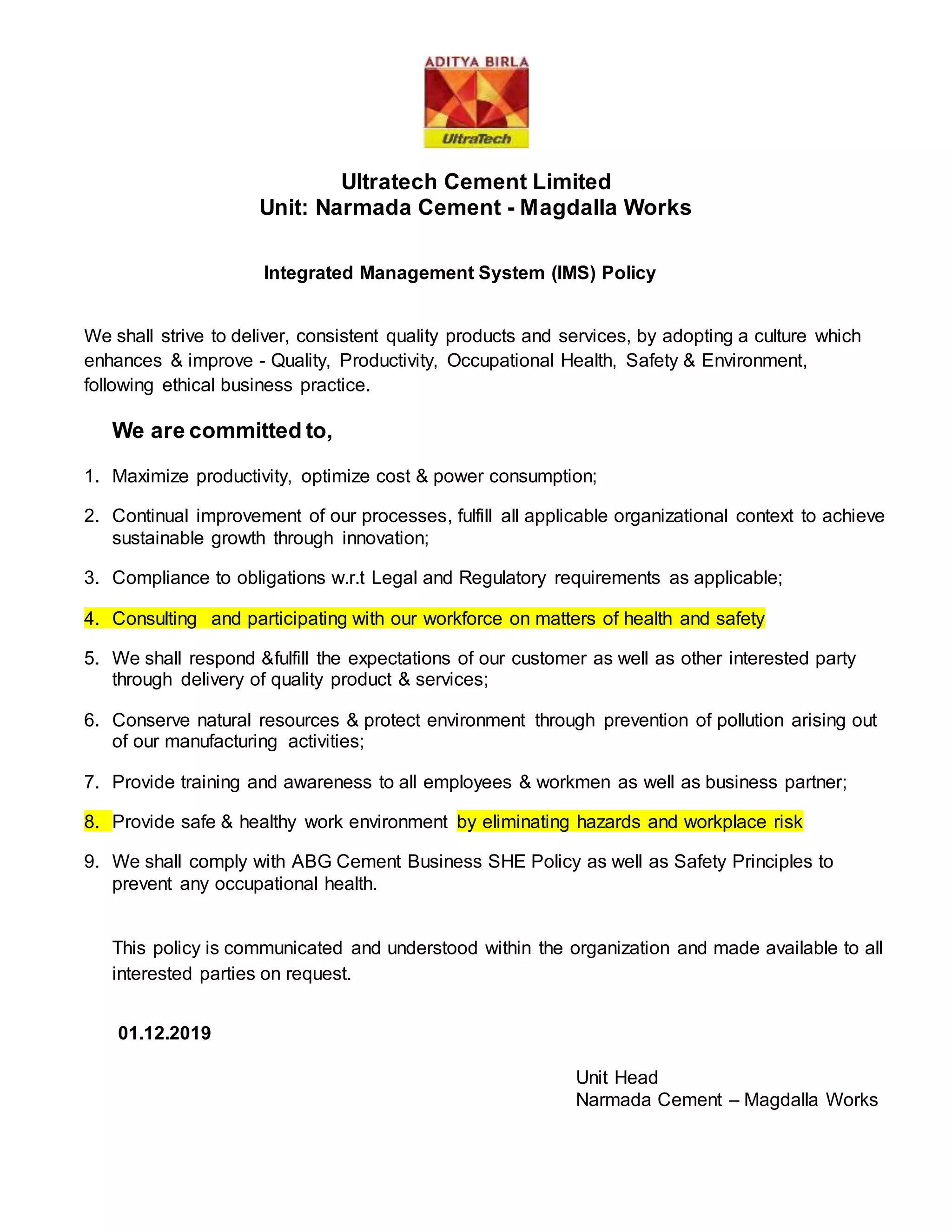 Ims policy revised ncmw 01.12.2019