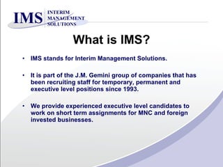 IMS Presentation | PPT | Small and Medium-sized Business | Business