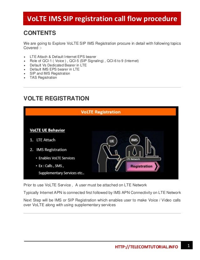 Volte Ims Sip Registration Call Flow Procedure