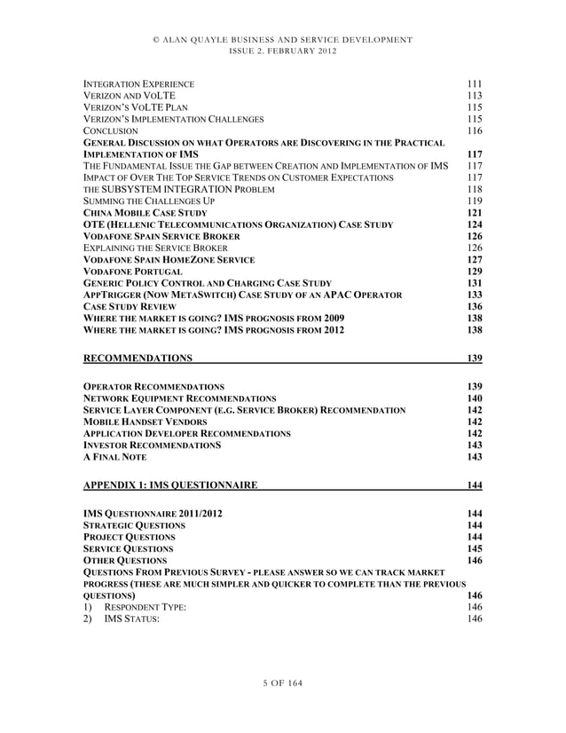 IMS Status Report issue 2. Contents and Foreword | PDF