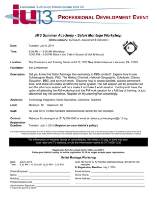 IMS Summer Academy Safari Montage July 8-2014 | PDF