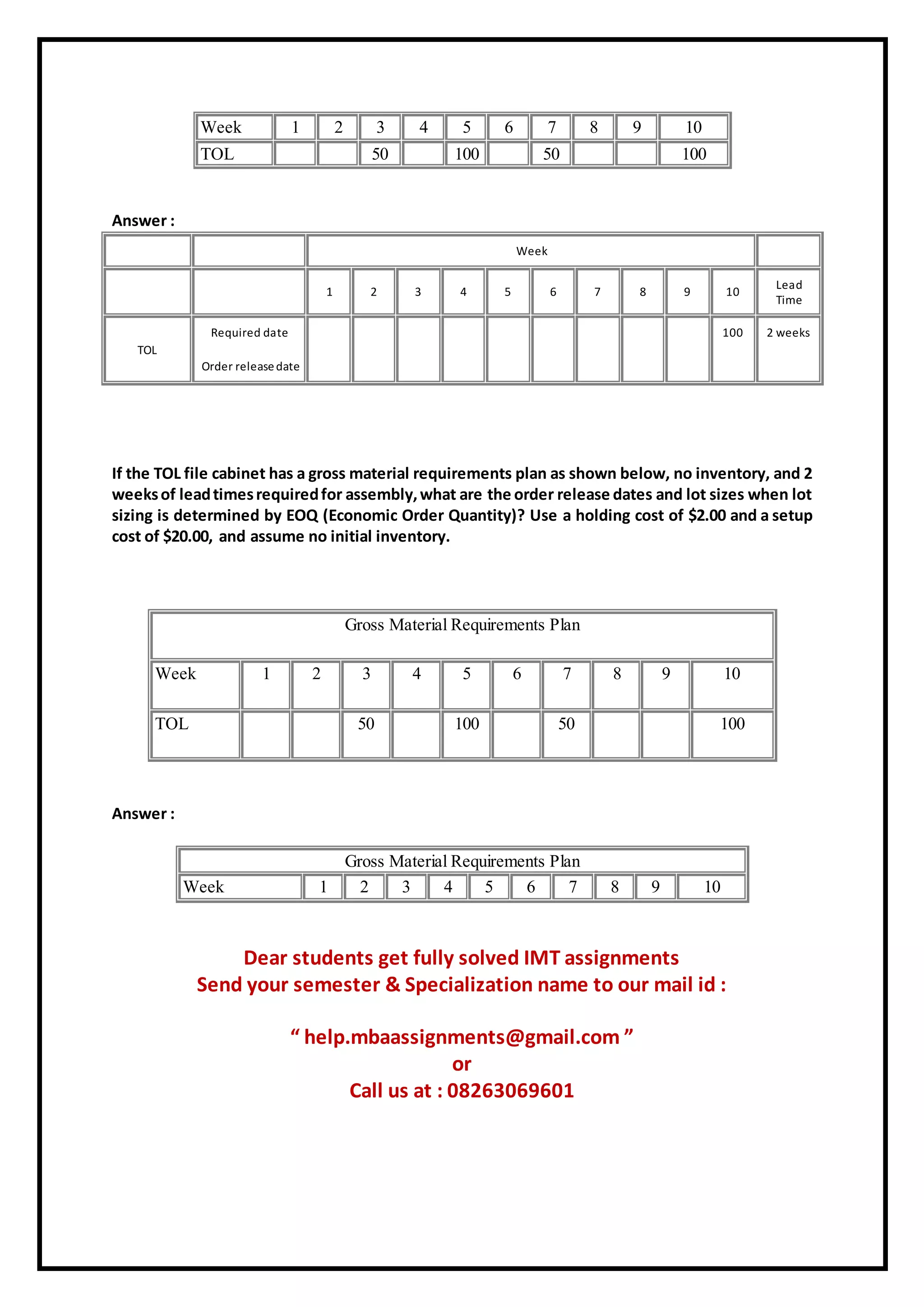 Imt 89 material requirement planning | DOCX