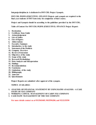 Imt cdl pgdm (executive) finance doc | DOCX