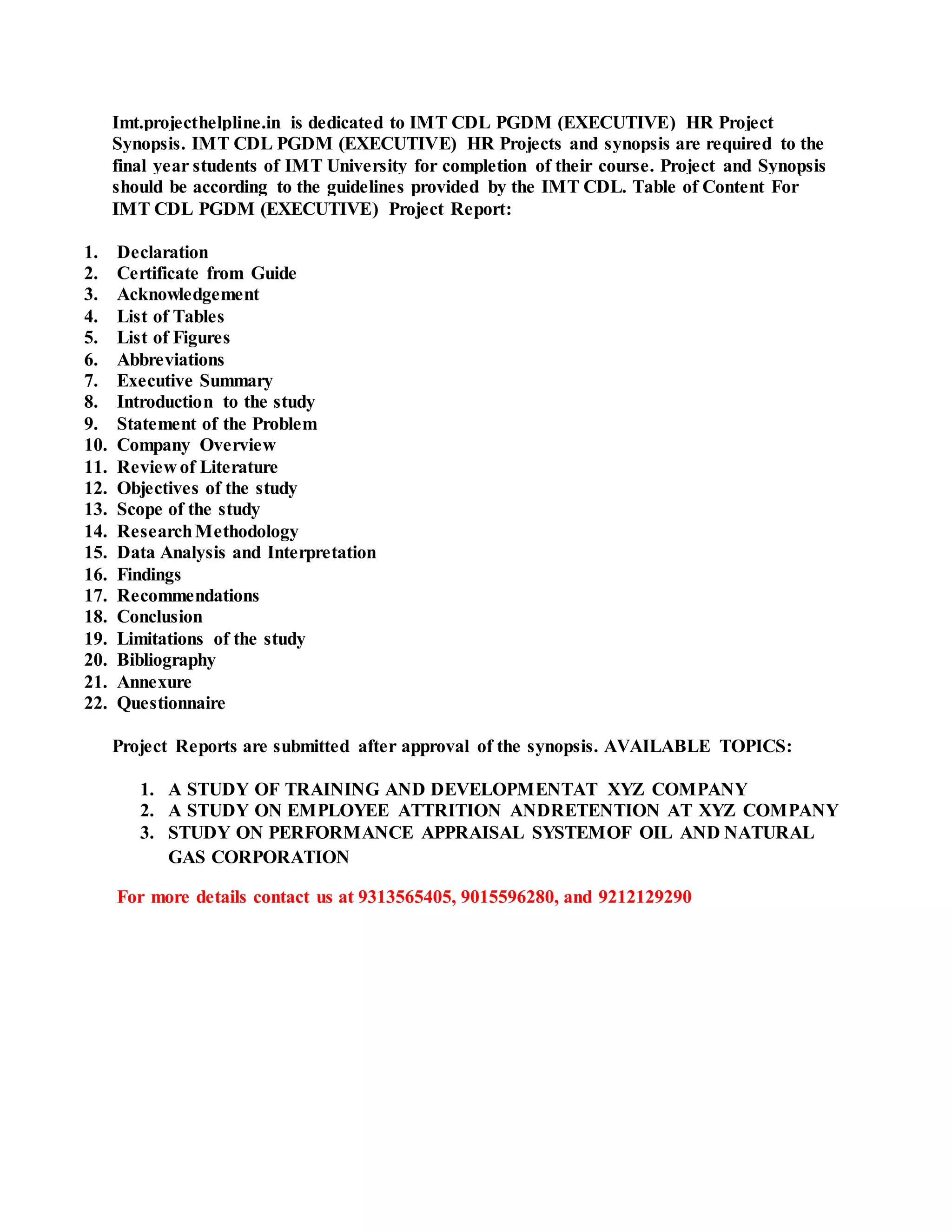 Imt cdl pgdm (executive) hr doc | PDF