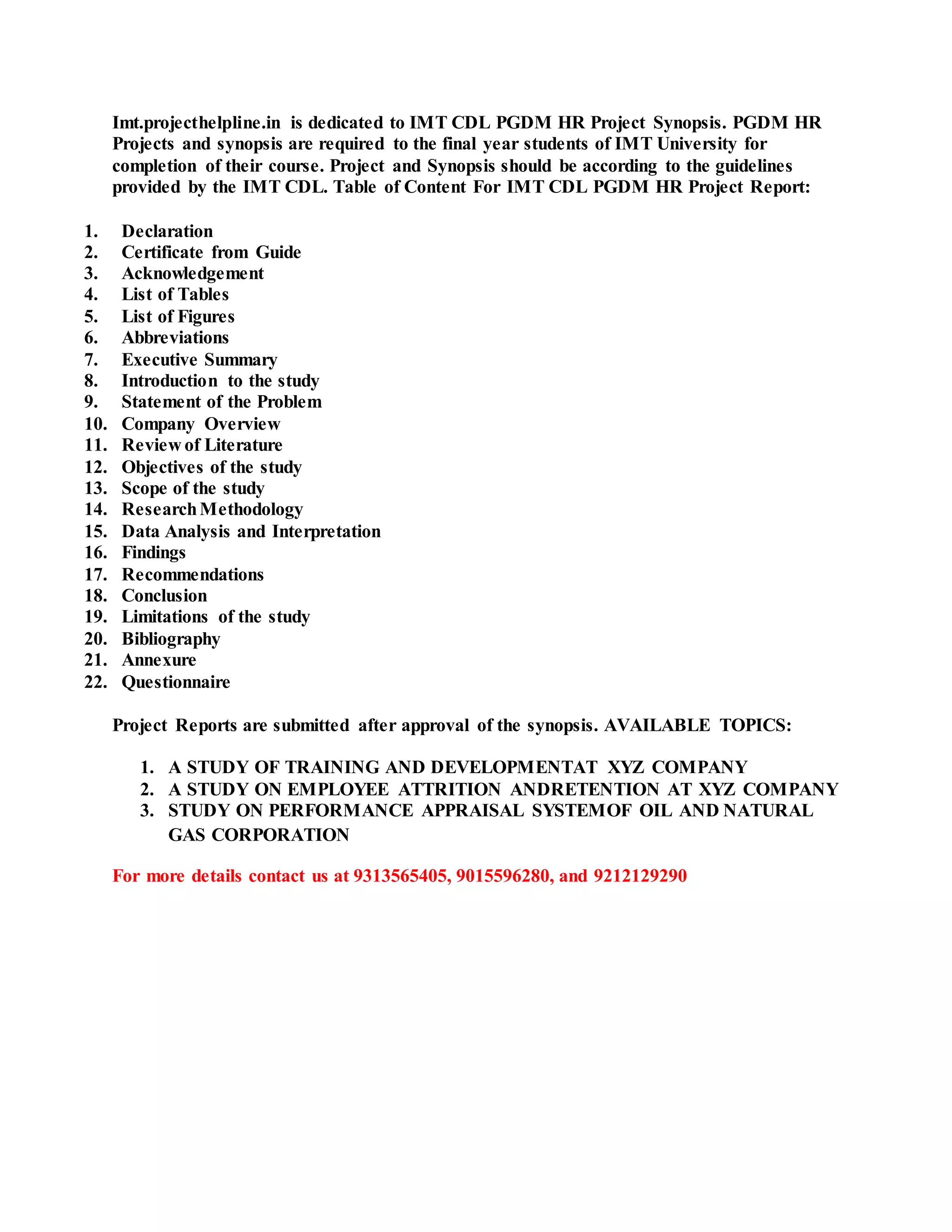 Imt cdl pgdm hr doc | DOCX