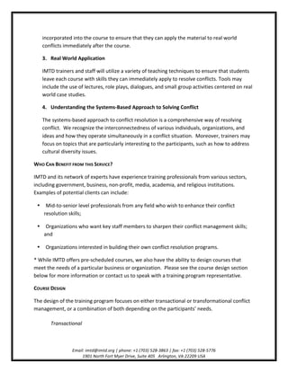IMTD Professional Training Program | PDF