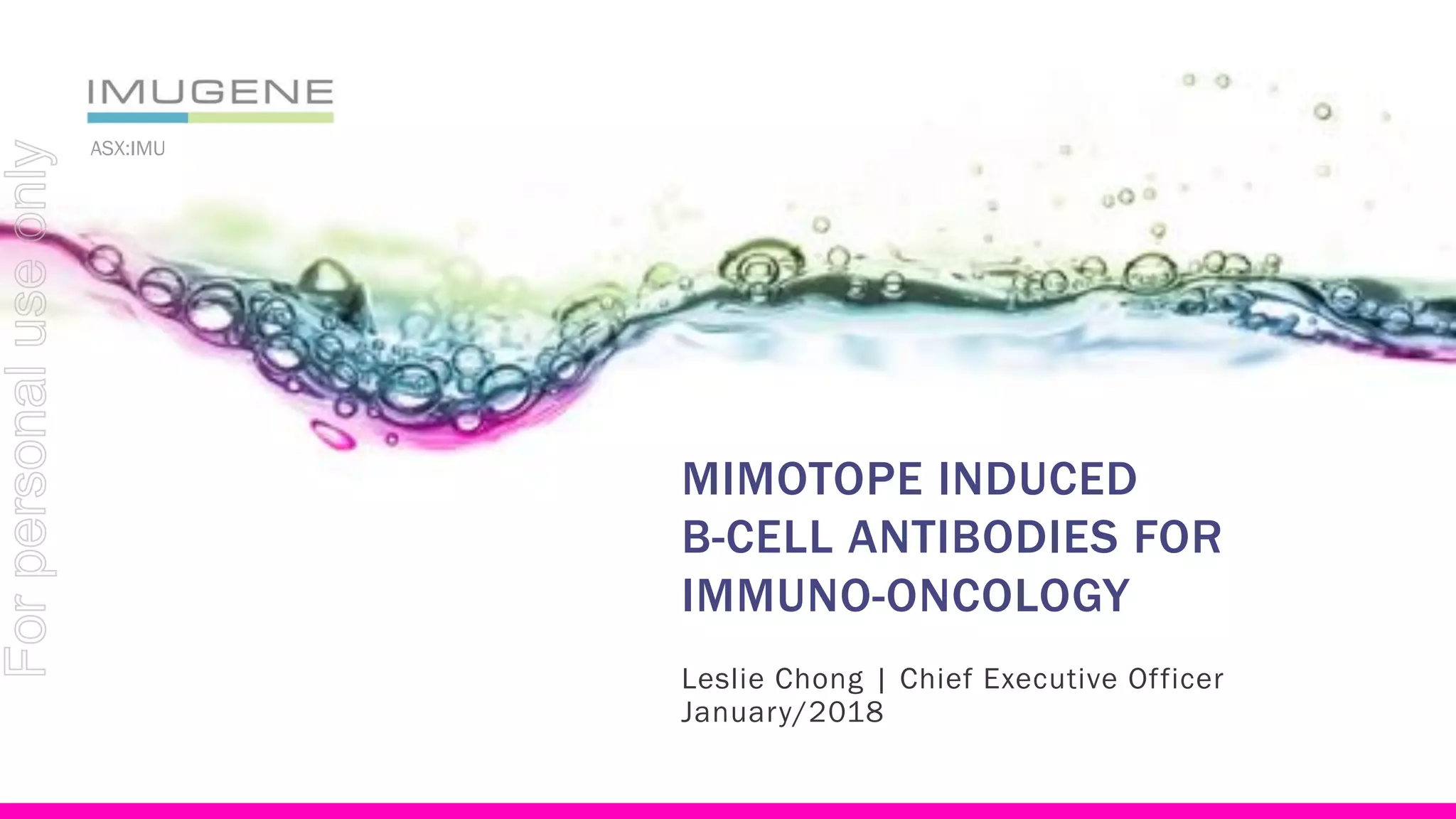 Imugene corporate deck jan18 | PPT