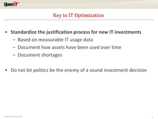 Meter IT, Optimize IT with Open iT Software Usage Metering and Optimization Tools. | PPT