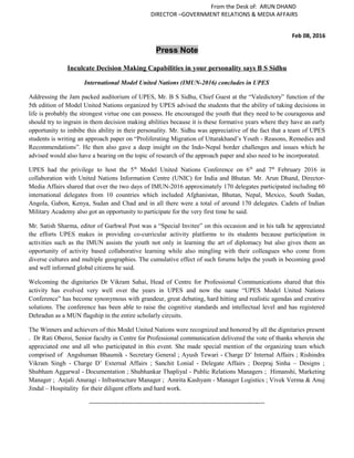 International Model United Nations (IMUN-2016) concludes in UPES | DOC
