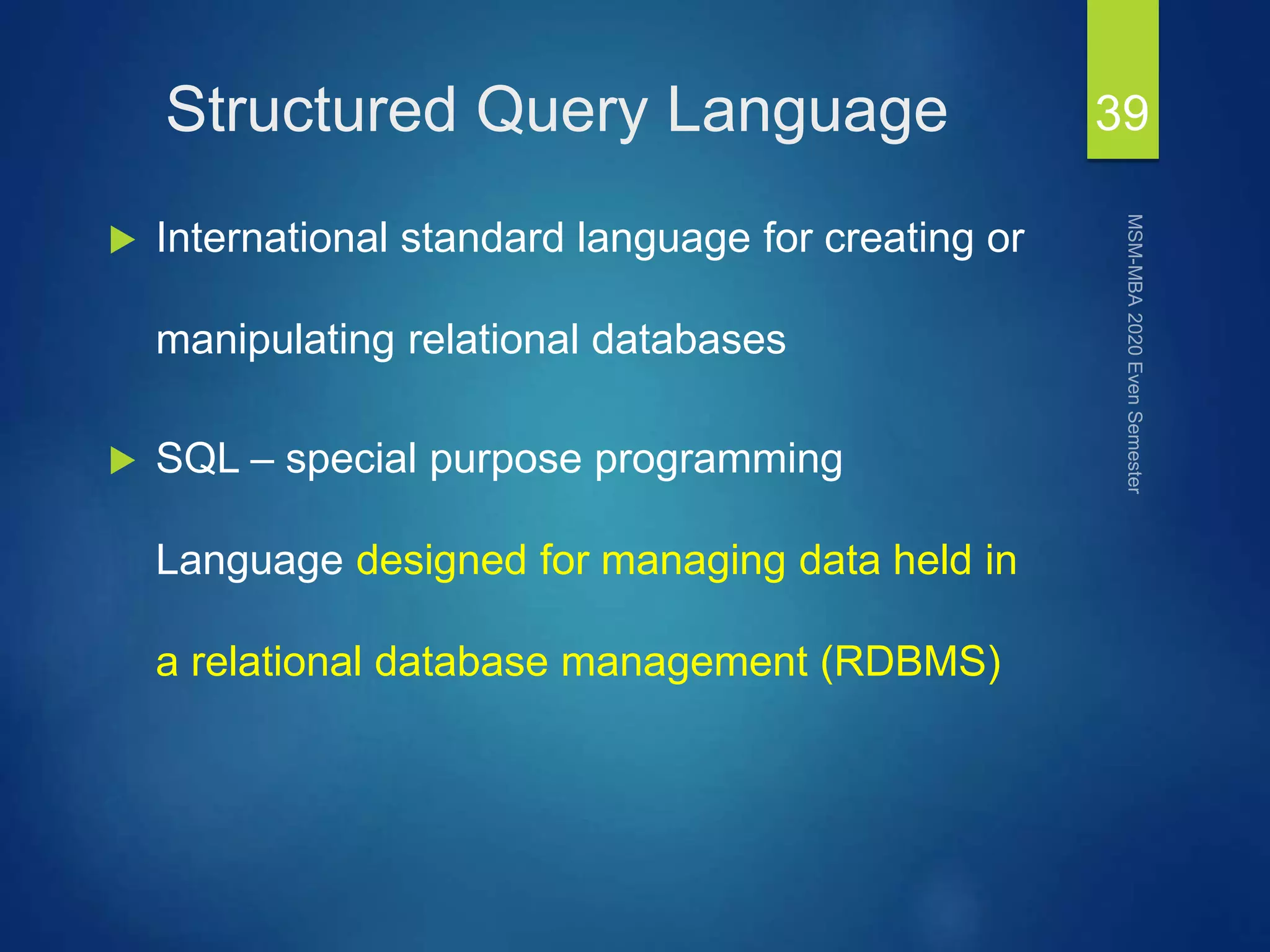 Information Management unit 3 Database management systems | PPTX